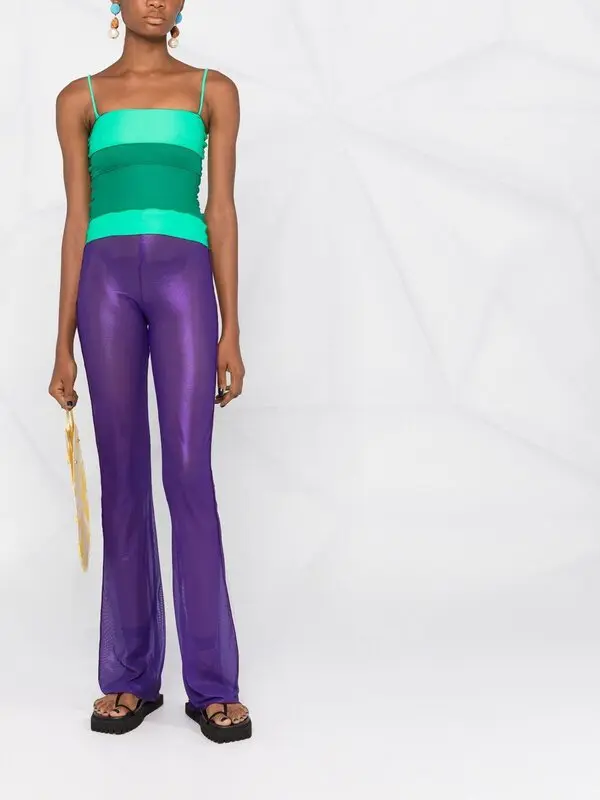 Oseree Shimmer-effect Flared Trousers