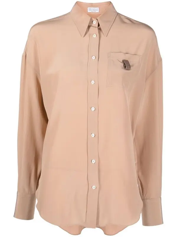 Brunello Cucinelli Crystal Embellished Silk Shirt