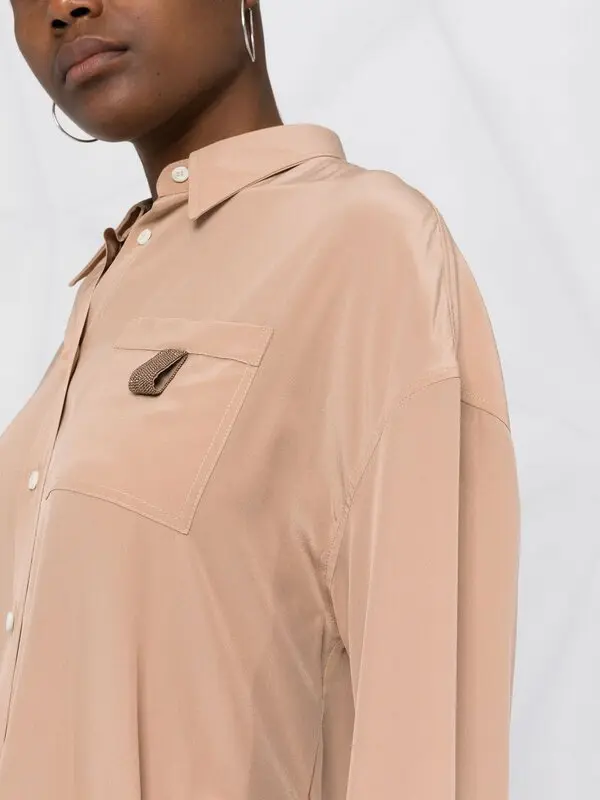 Brunello Cucinelli Crystal Embellished Silk Shirt