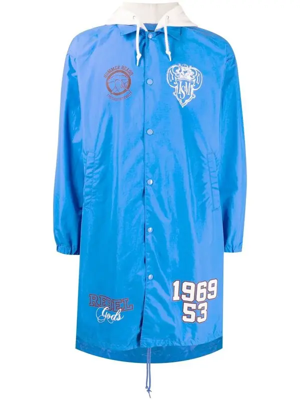 UNDERCOVERISM Logo-print Hooded Coat - Blue