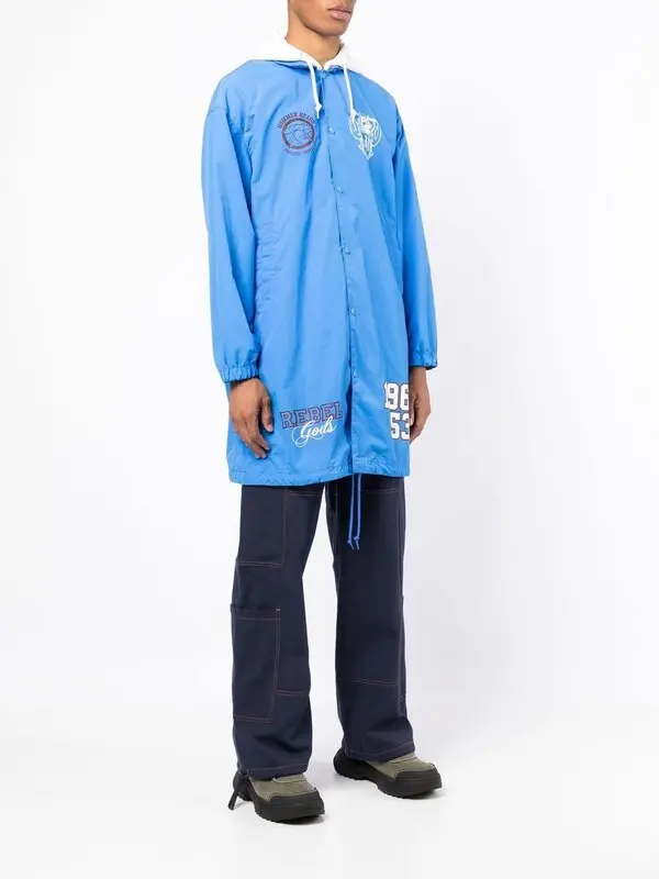 UNDERCOVERISM Logo-print Hooded Coat - Blue