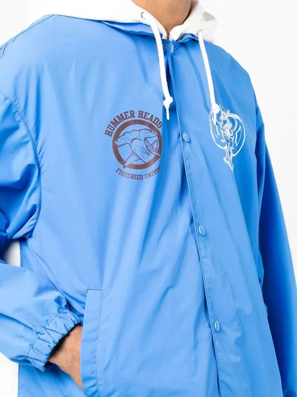 UNDERCOVERISM Logo-print Hooded Coat - Blue