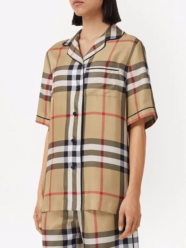Burberry Vintage Check Silk Pajama Shirt
