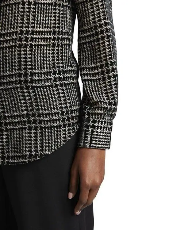 Giorgio Armani Flocked Check Silk Blouse
