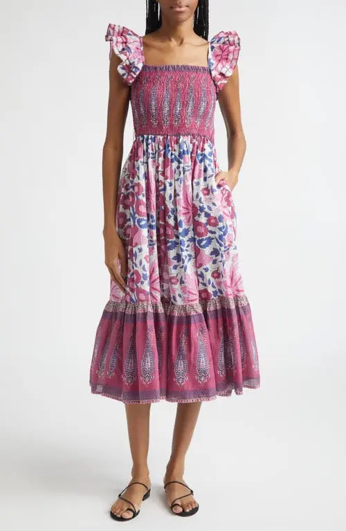 Mille Olympia Smocked Midi Dress - Fiji