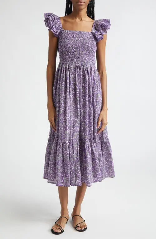 Mille Olympia Smocked Midi Dress - Provence Floral