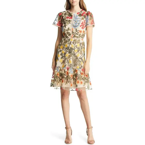 sachin and babi light blue dress Tahari Asl Embroidered Gown Ball Gown Tahari Asl Floral Dress Floral Dress  Macy Tahari Asl main image 0