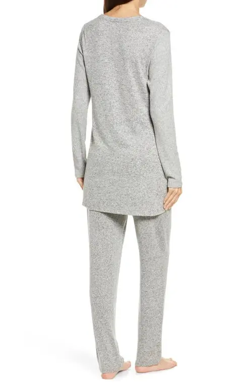 Natori V-neck Knit Tunic - Ht. Grey