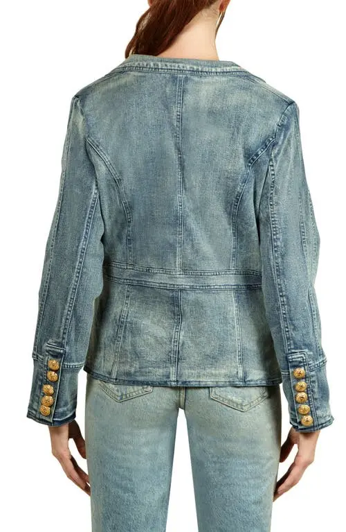 NIKKI LUND Double-breasted Denim Blazer