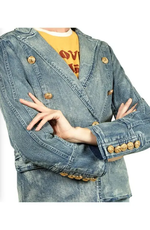 NIKKI LUND Double-breasted Denim Blazer