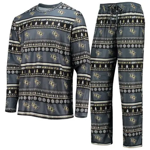 CONCEPTS SPORT Ucf Knights Ugly Sweater Long Sleeve T-shirt And Pants Sleep Set - Charcoal