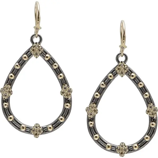 Armenta Old World Crivelli Black Diamond Drop Earrings - Silver