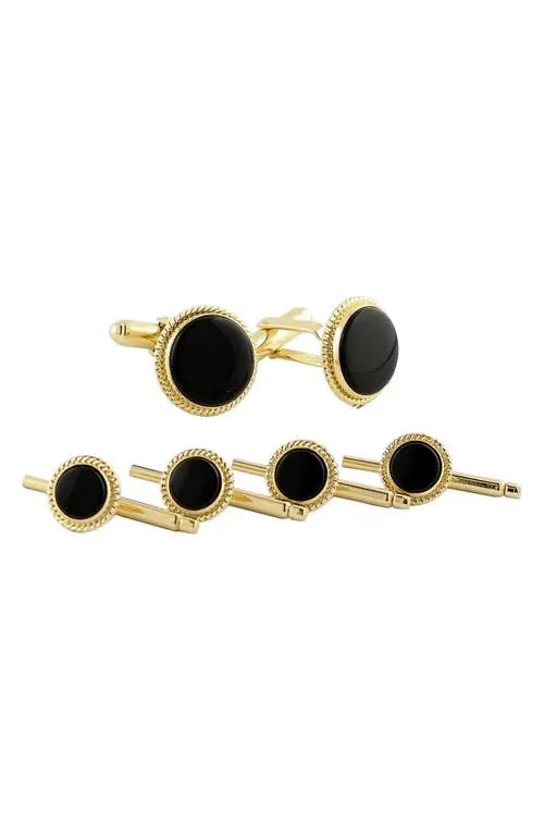 David Donahue Onyx Cuff Link & Stud Set - Gold