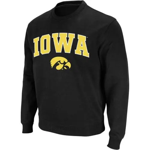 COLOSSEUM Iowa Hawkeyes Arch & Logo Crew Neck Sweatshirt - Black