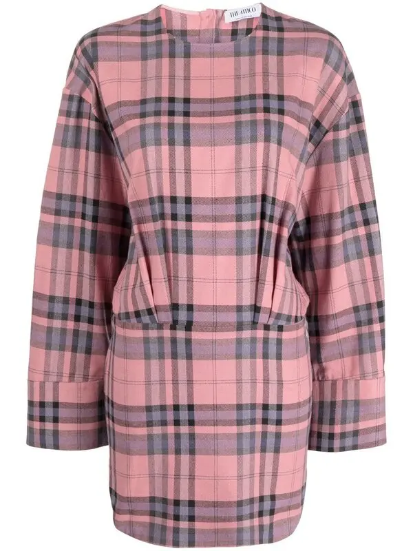 Attico Plaid-pattern Mini Shift Dress