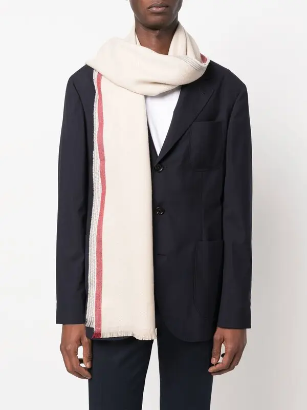 Brunello Cucinelli Stripe-detail Silk Scarf - Neutrals