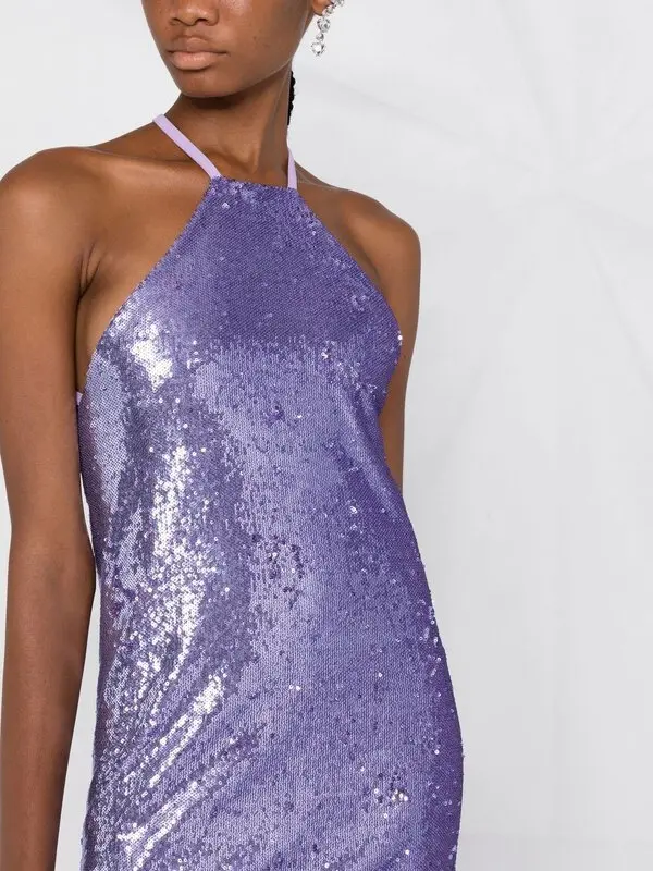 Attico Sequin-embellished Open-back Dress - Purple
