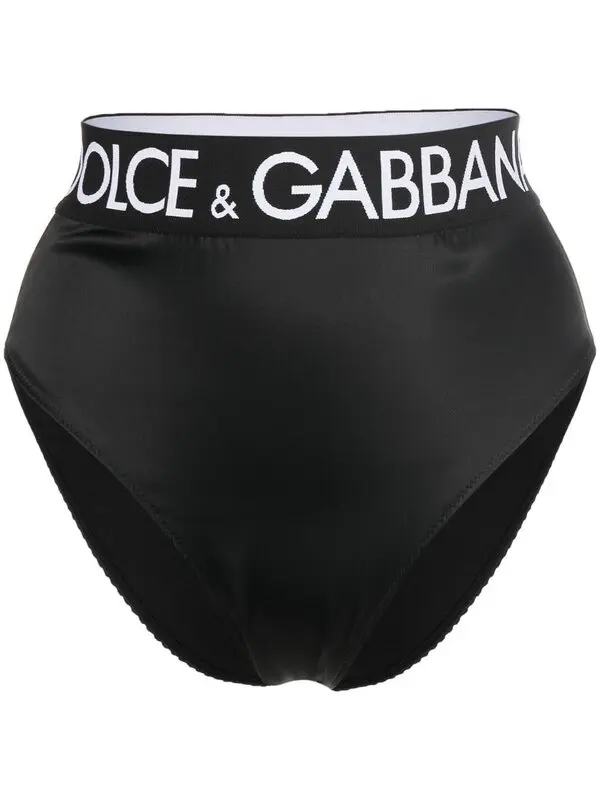 Dolce & Gabbana Logo-waistband Satin Briefs - Black