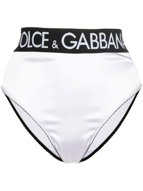 Dolce & Gabbana Logo-waistband Satin Briefs - White