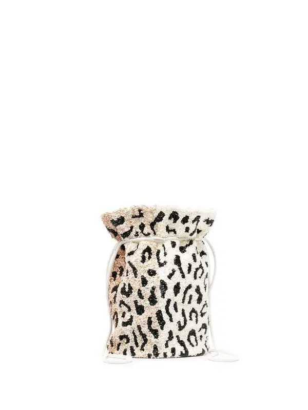 GANNI Beaded Leopard-print Pouch Bag