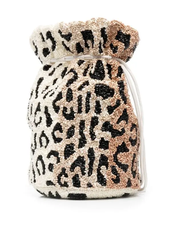 GANNI Beaded Leopard-print Pouch Bag