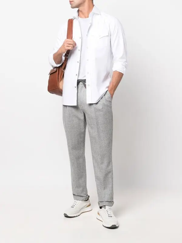 Brunello Cucinelli Chevron Drawstring-waist Trousers