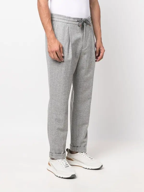 Brunello Cucinelli Chevron Drawstring-waist Trousers