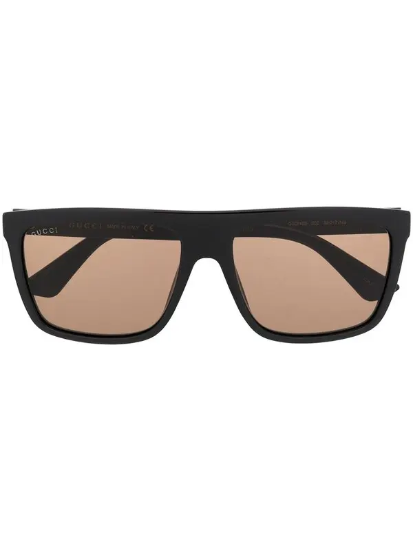 Gucci Logo-plaque Square-frame Sunglasses - Black