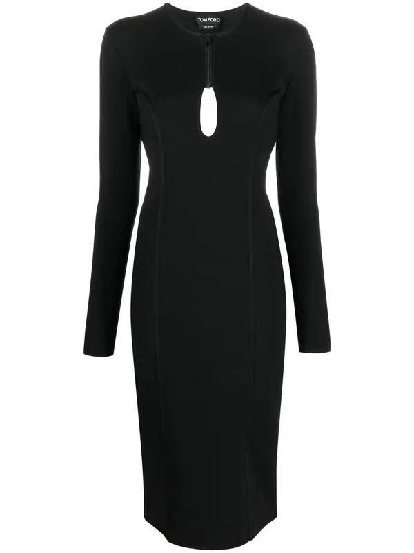 TOM FORD Keyhole Detail Midi Dress - Black