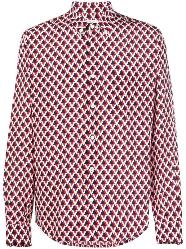 Valentino Garavani Veehive-print Silk Shirt - White