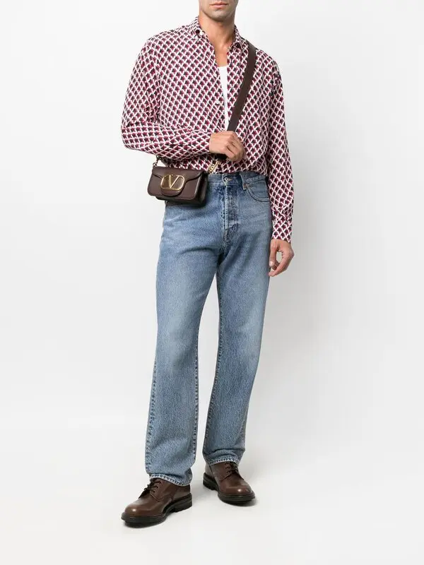 Valentino Garavani Veehive-print Silk Shirt - White