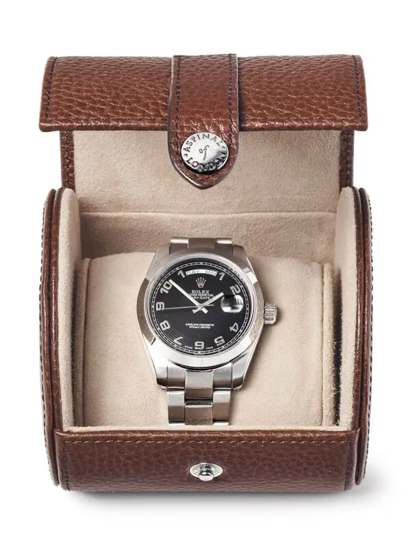 ASPINAL OF LONDON Pebbled Watch Roll - Brown