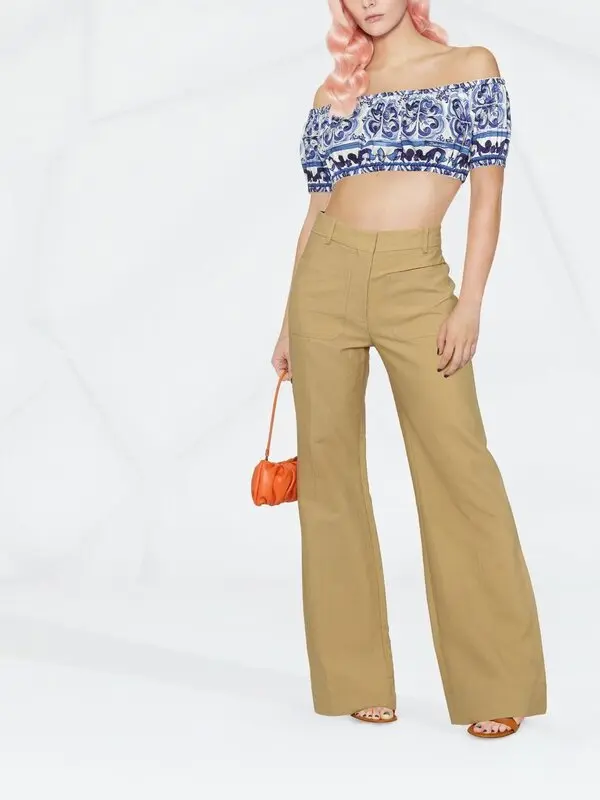 Dolce & Gabbana Majolica-print Crop Top - Blue