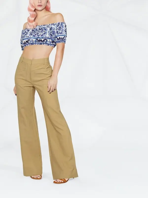 Dolce & Gabbana Majolica-print Crop Top - Blue