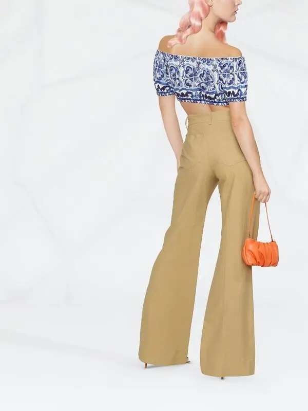 Dolce & Gabbana Majolica-print Crop Top - Blue