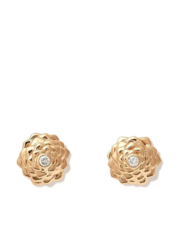 SYDNEY EVAN 14kt Yellow Camellia Diamond Stud Earrings - Gold
