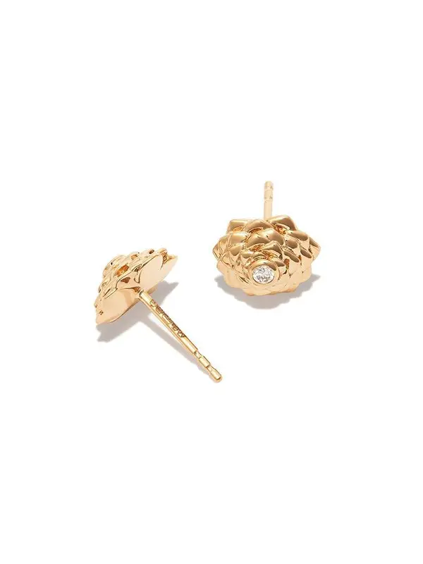 SYDNEY EVAN 14kt Yellow Camellia Diamond Stud Earrings