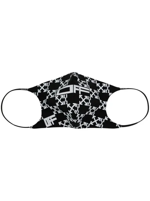 Off-White Arrows Monogram-print Face Mask - Black