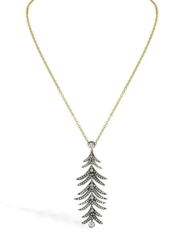 PRAGNELL 18kt Yellow Leaf Diamond Pendant Necklace