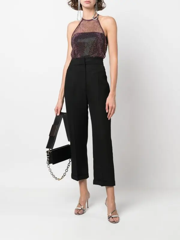 Patrizia Pepe Rhinestone Mesh Top - Purple