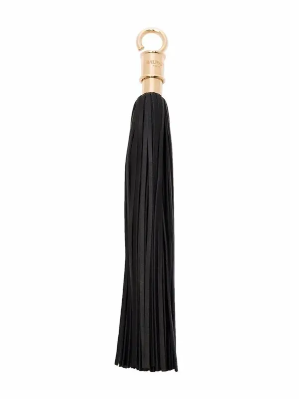 Balmain La Clef Tassel-detail Leather Keyring - Black