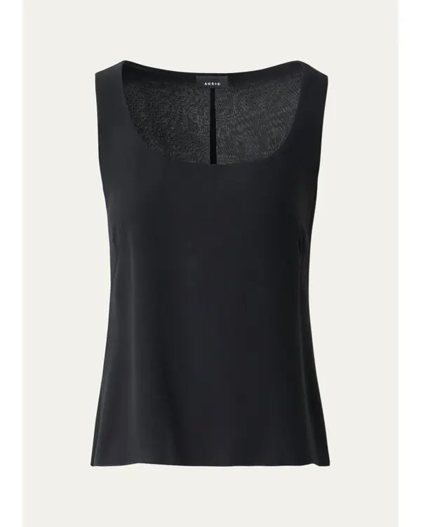 Akris Scoop-neck Sleeveless Tank Top - Black