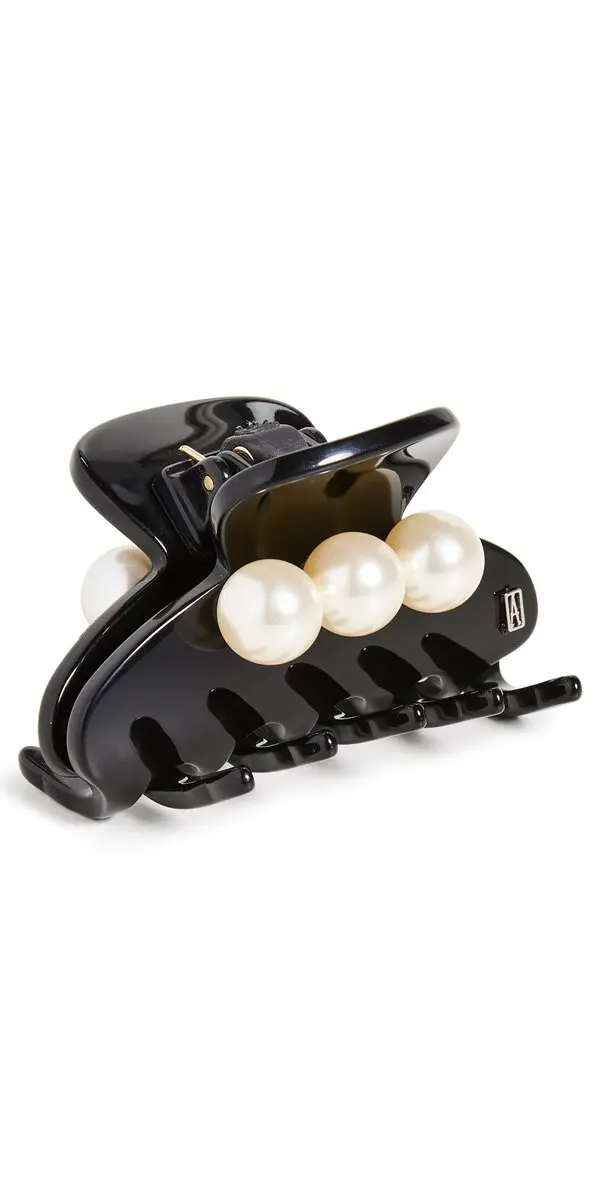 Alexandre De Paris Pearl Beaded Small Hair Clip - Black/pearl