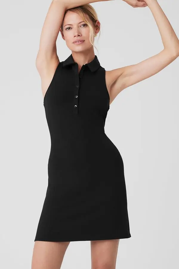 white christmas dresses Tennis Club Sweater Knit Dress - Black/Ivory main image 1