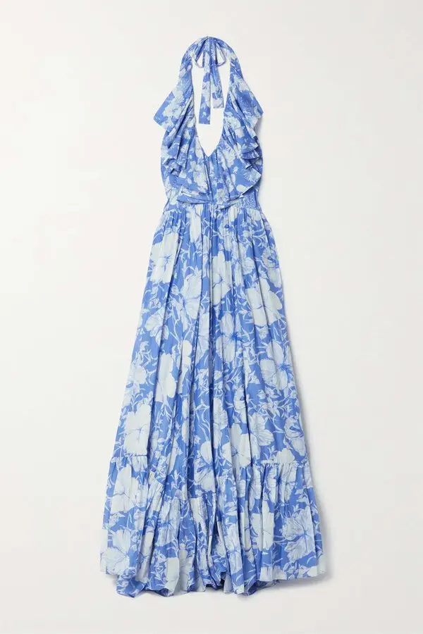 maxi mesh dress for women Stole The Show Ruched Mesh Maxi Dress Floral Red