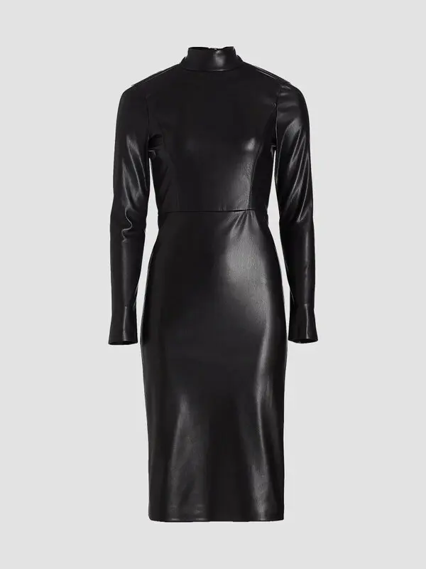 Alice + Olivia Delora Faux Leather Sheath Dress - Black
