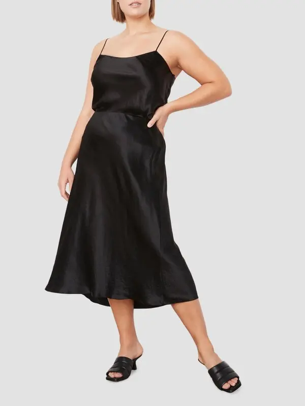 Vince Satin Midi-skirt - Black