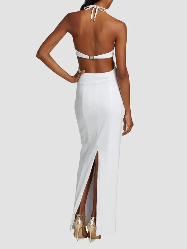 CHRISTIAN COWAN Metallic Halter Gown