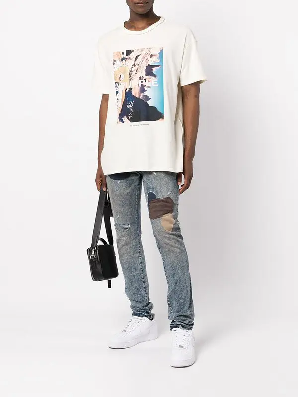 PURPLE BRAND Patchwork Low-rise Slim Jeans