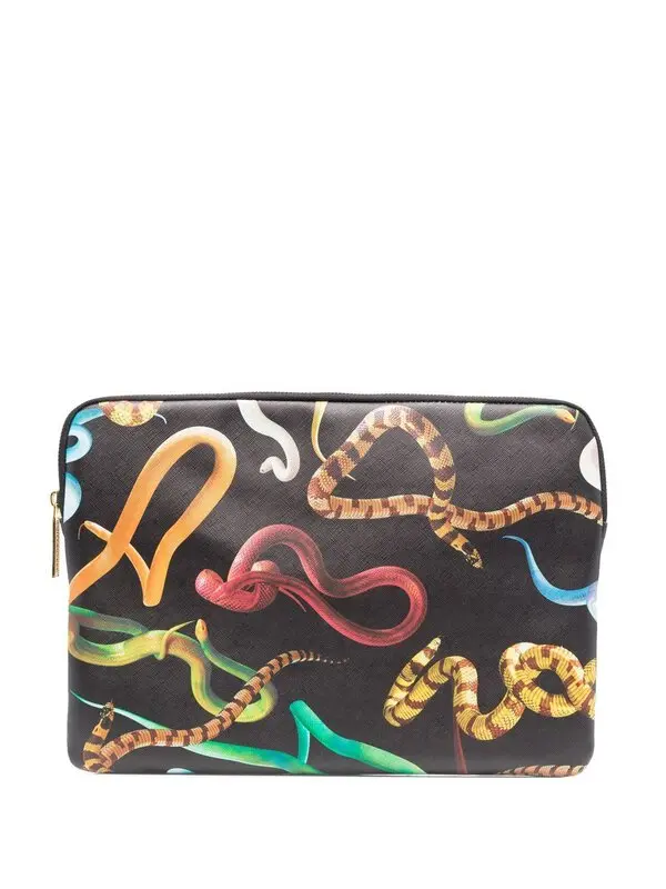 SELETTI Snake-print Laptop Case - Black